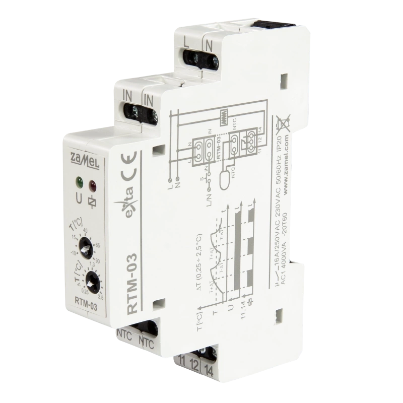 Regulator temperatury na szynę DIN RTM-03 ZAMEL | elektromarket24.pl